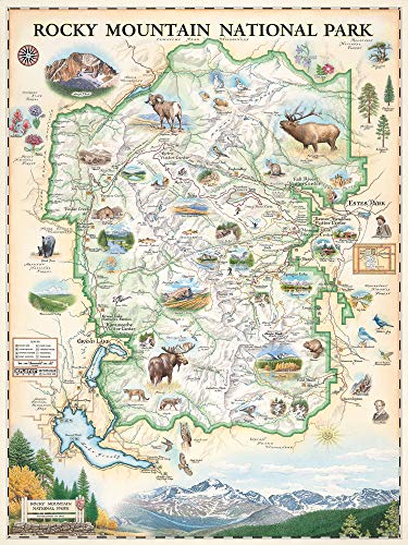 Xplorer Maps Rocky Mountain National Park Hand-Drawn Map Poster - Auth ...