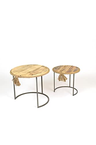 Kalalou BORNEO DECOR CQ7301 Set of 2 Round Nesting Tables W Recycled W ...