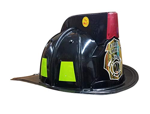 Aeromax Fire Fighter Black Helmet W/Lights & Siren Costume Hat Child ...