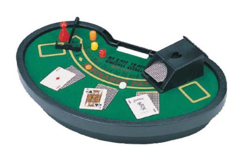 CHH Mini Blackjack Table with Cards, Chips, Sweeper & Dealer Shoe ...
