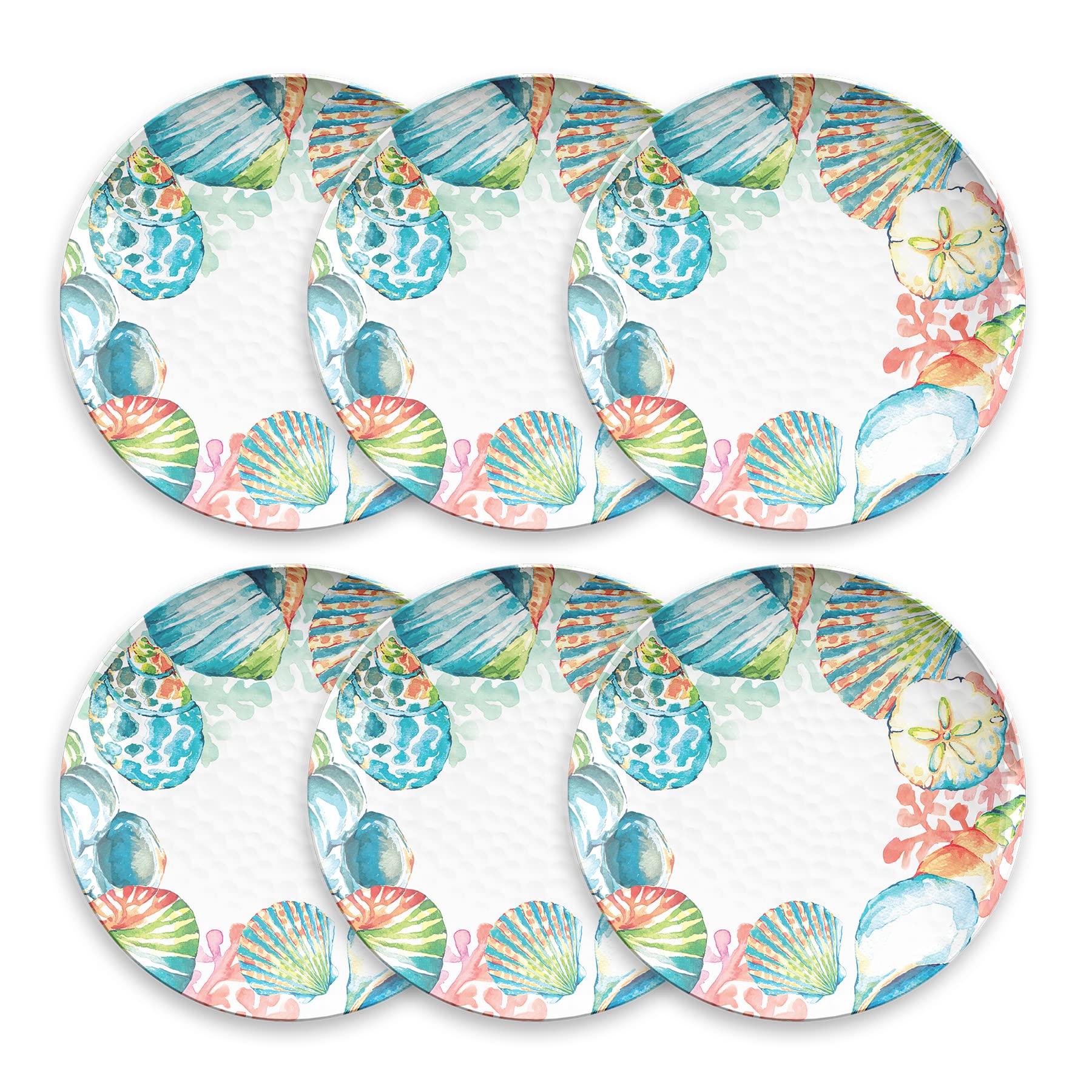 TarHong Sandbar Brights Ocean Themed Dinner Plate, Pure Melamine, Shat ...